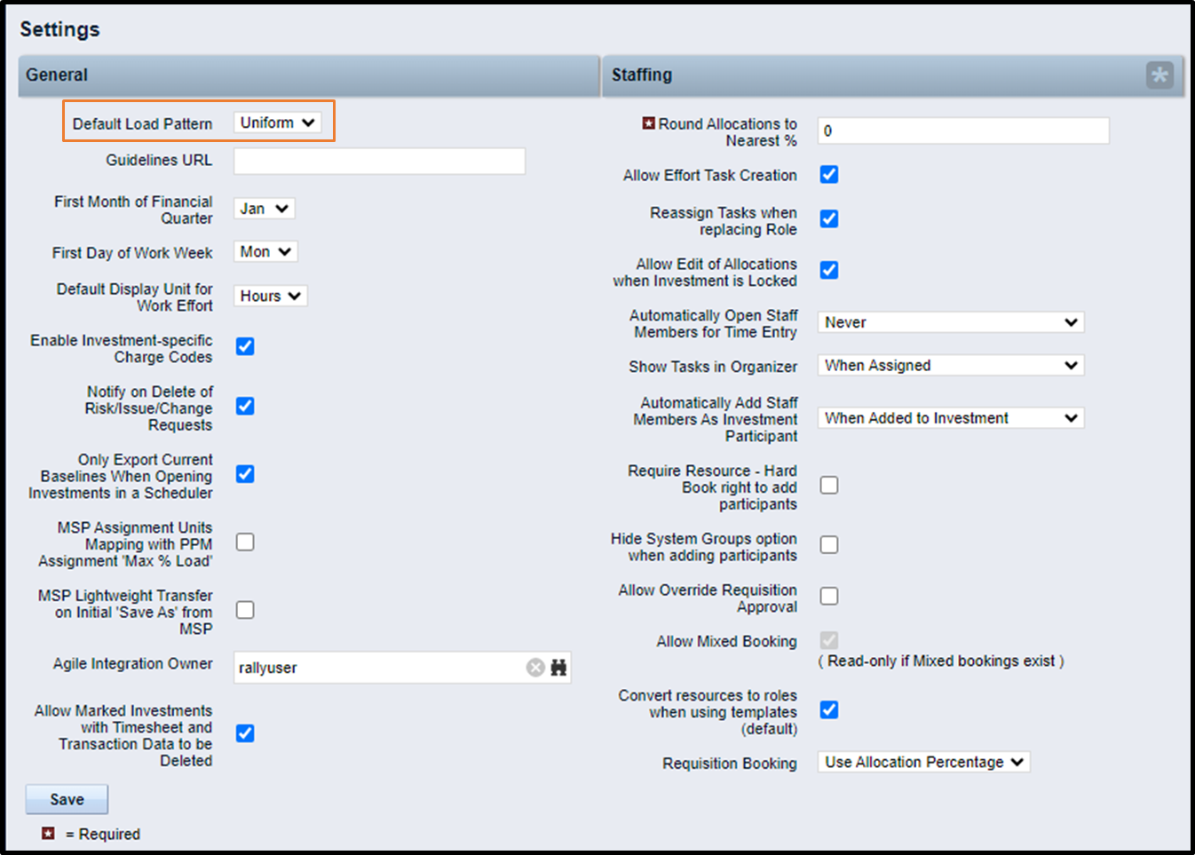 screenshot below the default is set to uniform all new assignments will ...